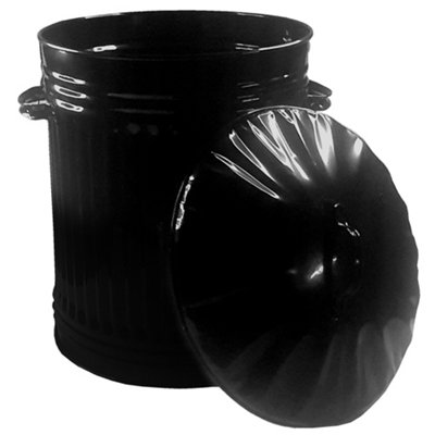 60L Black Retro Bin Vintage Style Metal Dustbin with Lid Suitable for ...