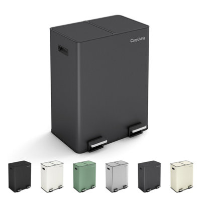 60L Dual Pedal Bin Recycling and General Waste Kitchen Bin (2x30L)