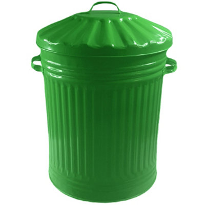 60L Green Retro Bin Vintage Style Metal Dustbin with Lid Classic Bin ...