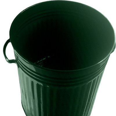 60L Green Retro Bin Vintage Style Metal Dustbin with Lid Suitable for ...