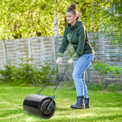 60L STEEL GARDEN ROLLER PUSH PULL W/ FILLABLE CYLINDER WATER ROLLING DRUM
