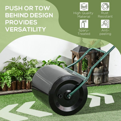 60L Steel Garden Roller Push Pull w Fillable Cylinder Water Rolling Drum