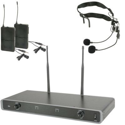 60m Wireless Microphone Receiver System Neckband Headset Belt Loop ...