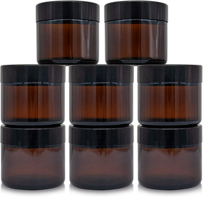 60ml Amber Glass Jars 8 Pack with Lids Brown Travel Cosmetic Containers ...
