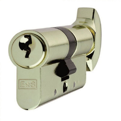 60mm EURO Cylinder Lock & Thumb Turn - 5 Pin Nickel Plated Door Key Barrel