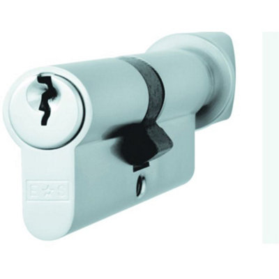 60mm EURO Cylinder Lock & Thumb Turn - 5 Pin Polished Chrome Fire Rated ...