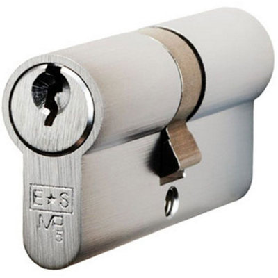 60mm EURO Double Cylinder Lock - 5 Pin Satin Chrome Fire Door Key Alike ...