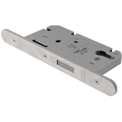 60mm EURO Profile Deadlock - Satin Steel Radius - BS EN 12209 No Latch ...