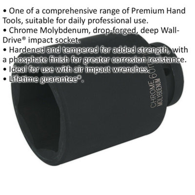 60mm Forged Deep Impact Socket - Heavy-Duty Chromoly Tool for 1 Inch ...