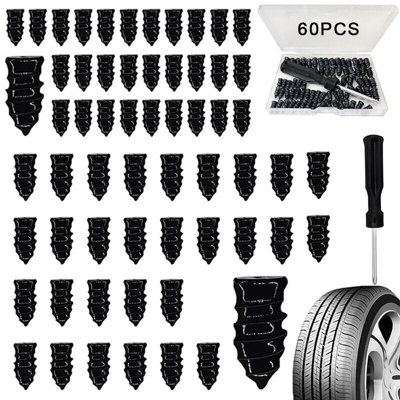 60pc Tubeless Tyre Puncture Repair Screw Plug Kit for Car Bike Motorcycle
