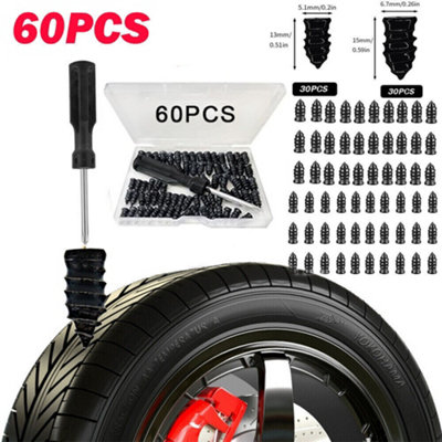 60pc Tubeless Tyre Puncture Repair Screw Plug Kit for Car Bike Motorcycle