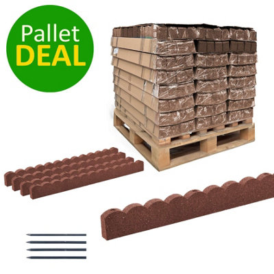 60pcs Brown Scallop Lawn Edging Rubber Gaden Border - Half Pallet