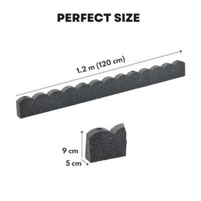 60pcs Grey Scallop Lawn Edging Rubber Gaden Border - Half Pallet