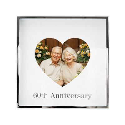 60TH ANNIVERSARY 4X4 NICKEL HEART FRAME WITH SILVER FOIL
