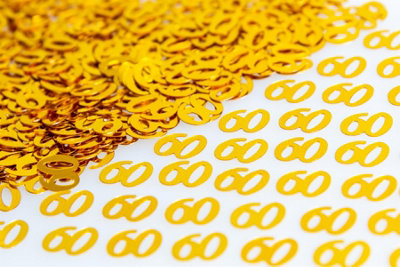 60th Birthday Confetti Gold 4 pack x 14 grams birthday decoration Foil ...