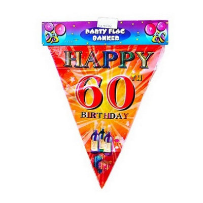 60th Birthday Flag Banner Multicoloured (One Size)