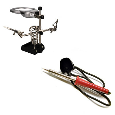 60w Electrical Soldering Iron & LED Helping Hand 3.5in Magnifying Glass ...