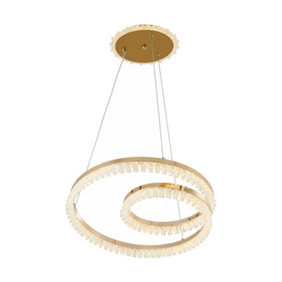 60W Modern Acrylic Gold Chandelier with 3 Color Temperature Settings