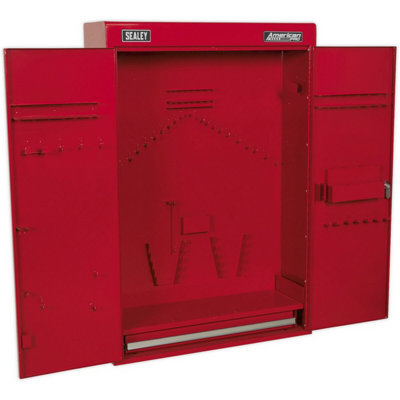 615 x 195 x 900 Wall Mounted 1 Drawer Tool Cabinet - RED - Lockable ...