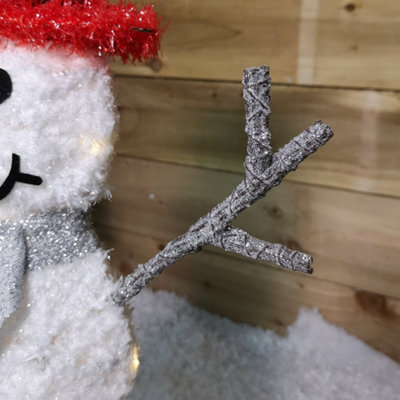 62cm Battery Operated White Rattan Christmas Snowman Decoration with ...