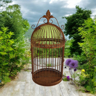 63CM BIRD CAGE RUSTY WALL MIRROR