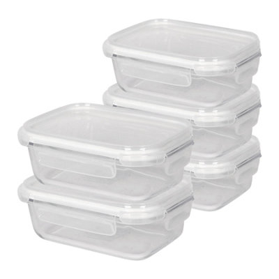 640ml Glass Food Storage Containers with White Lids - Reusable Airtight ...