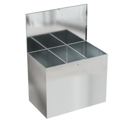64L 3 Compartment Large Galvanized Metal Outdoor Animal Feed Storage ...