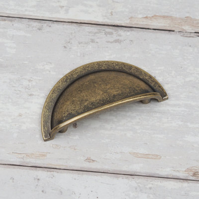 64mm Antique Brass Cabinet Cup Handle Rustic Half Moon Cupboard Door ...