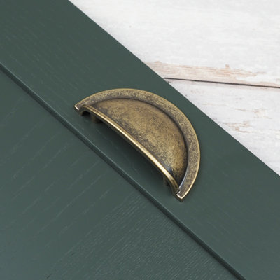 64mm Antique Brass Cabinet Cup Handle Rustic Half Moon Cupboard Door ...
