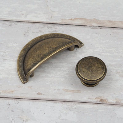 64mm Antique Brass Cabinet Cup Handle Rustic Half Moon Cupboard Door ...