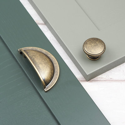 64mm Antique Brass Cabinet Cup Handle Rustic Half Moon Cupboard Door ...