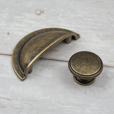 64mm Antique Brass Cabinet Cup Handle Rustic Half Moon Cupboard Door ...