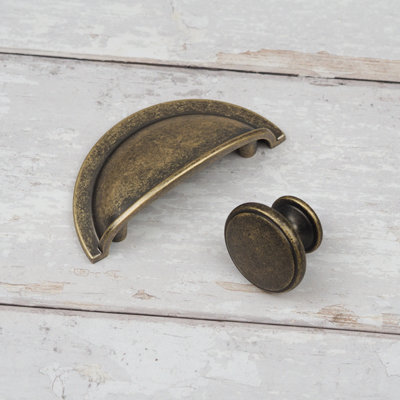 64mm Antique Brass Cabinet Cup Handle Rustic Half Moon Cupboard Door ...