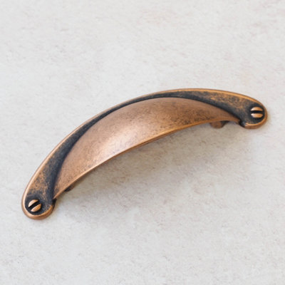 64mm Antique Copper Cabinet Cup Handle Rustic Cupboard Door Drawer Pull ...
