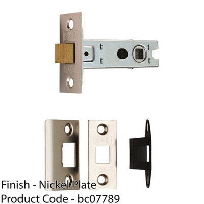 64mm Bolt Through Tubular Door Latch Square Strike Plate Forend Nickel ...