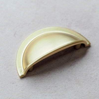 64mm Brushed Brass Cabinet Cup Handle Gold Kitchen Cupboard Door Drawer ...