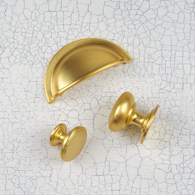 64mm Dark Brass Cabinet Cup Handle Gold Round Cupboard Door Drawer Pull ...
