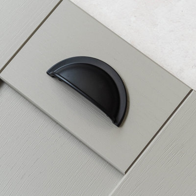 64mm Matt Black Cabinet Cup Handle Half Moon Cupboard Door Drawer Pull ...