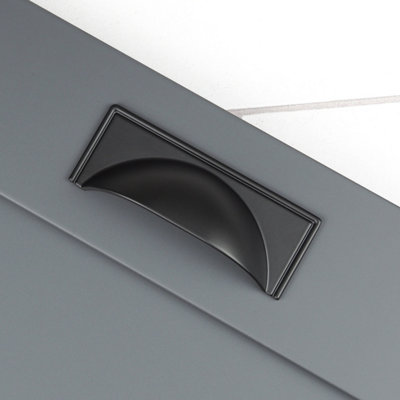 64mm Matt Black Cabinet Cup Handle Round Cupboard Door Drawer Pull ...
