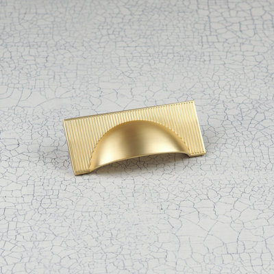 64mm Satin Brass Cabinet Cup Handle Gold Brushed Kitchen Cupboard Door ...