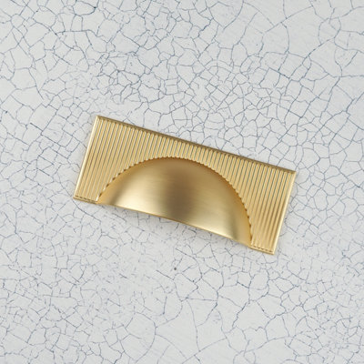64mm Satin Brass Cabinet Cup Handle Gold Brushed Kitchen Cupboard Door ...