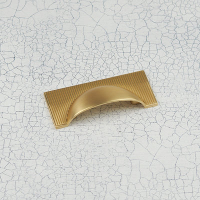 64mm Satin Brass Cabinet Cup Handle Gold Brushed Kitchen Cupboard Door ...