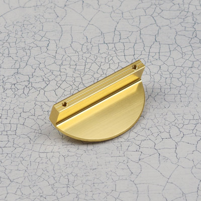 64mm Satin Brass Cup Cabinet Handle Half Moon Gold Kitchen Cupboard ...