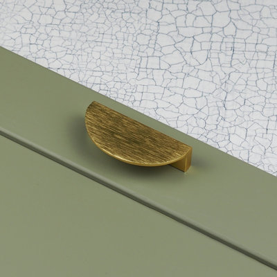 64mm Satin Brass Cup Cabinet Handle Half Moon Gold Kitchen Cupboard ...