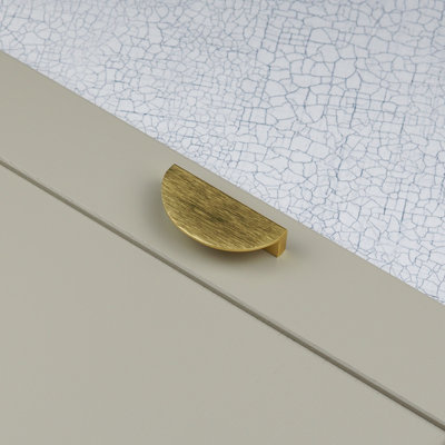 64mm Satin Brass Cup Cabinet Handle Half Moon Gold Kitchen Cupboard ...