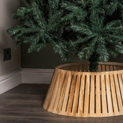 65cm Large Wooden Christmas Tree Skirt Collar Decoration