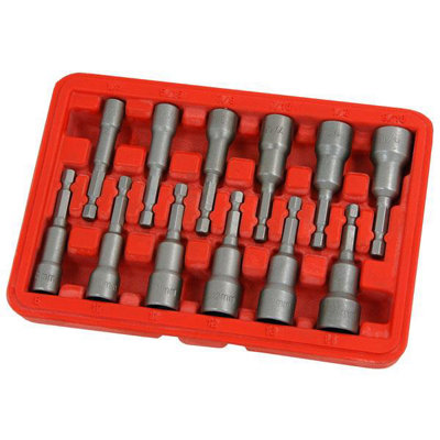 65mm Magnetic Nut Driver Socket Set 1/4" Hex Shaft 12pc Metric & SAE ...
