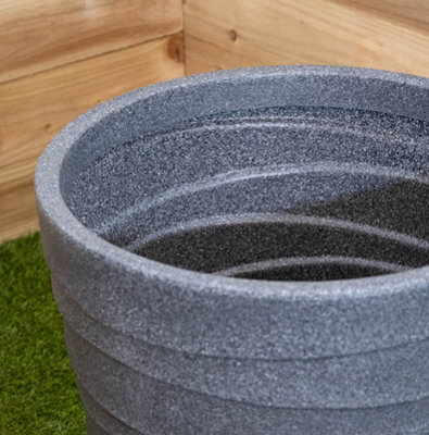 66cm Tall Round Grey Garden Patio Trojan Plant Pot