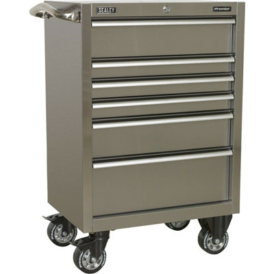 675 x 460 x 1050mm 6 Drawer Portable Tool Chest STAINLESS STEEL Mobile ...