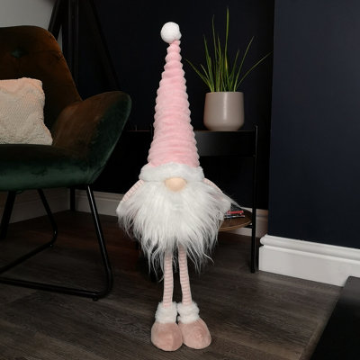 67cm Standing Plush Christmas Gonk with Grooved Hat in Pink | DIY at B&Q